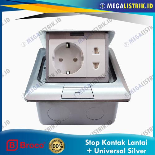 Jual Broco Stop Kontak Tanam Lantai + Universal Socket Outlet Silver ...