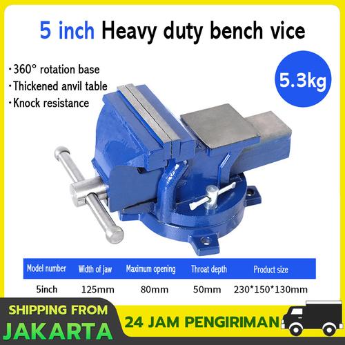 Promo Catok Paron Ragum Bench Vice 125mm Tanggem Meja Putar Bais Besi 5 ...