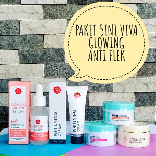Jual [5IN1] PAKET GLOWING ANTI FLEK HITAM | VIVA GLOWING WHITE SERUM | VIVA WHITENING CREAM ...