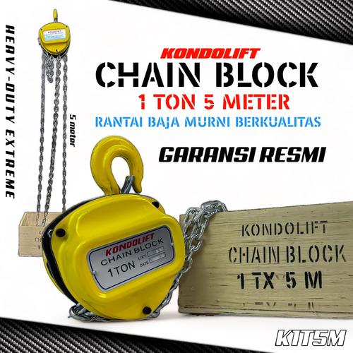 Promo KONDO CHAIN BLOCK 1TON 5METER KATROL KEREKAN DEREK TAKEL GARANSI ...