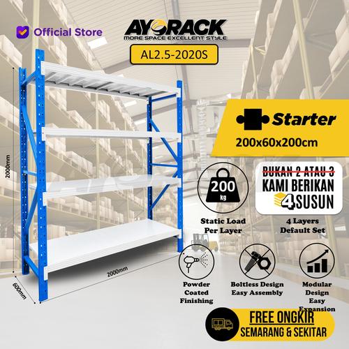 Jual RAK GUDANG BESI 2 METER 4 TINGKAT AYORACK AL2.5-2020S 250KG ...