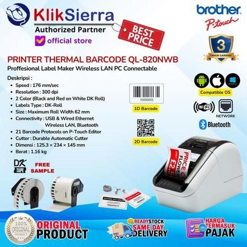 Jual Printer Label BROTHER QL-820NWB | QL820 | QL-820 Wireless WIFi ...