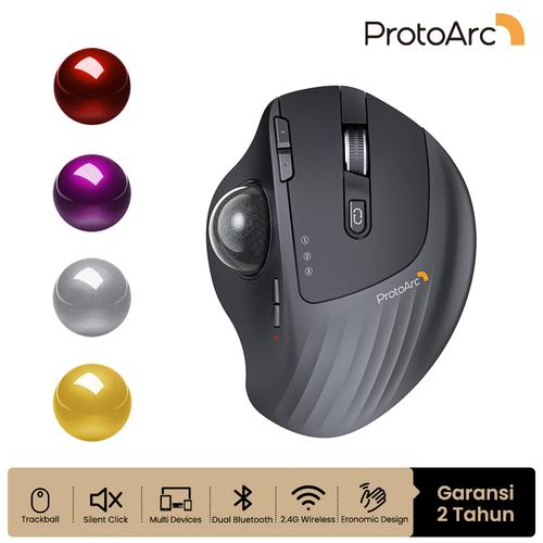 Promo ProtoArc EM01 NL Trackball Mouse Wireless 2.4G + Dual Bluetooth ...