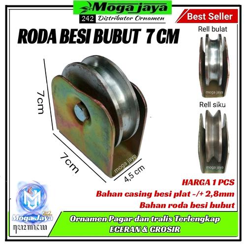 Jual roda besi bubut dobel bearing roda pintu gerbang 7cm 1pcs - REL ...