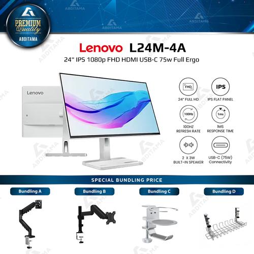 Promo Monitor LED LENOVO L24M-4A 24" IPS 1080p FHD HDMI x1 USB-C 75w ...