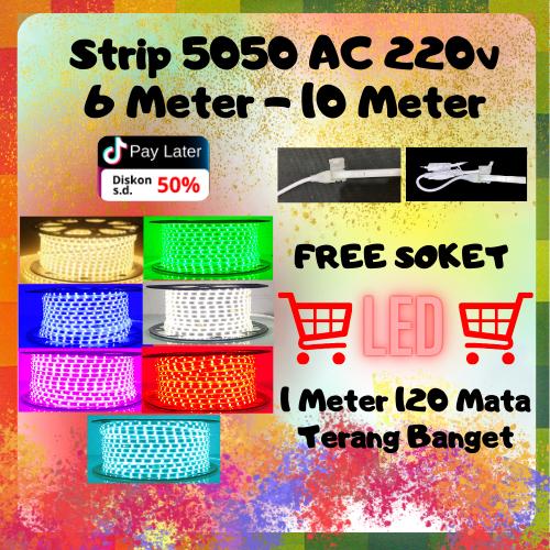 Jual LAMPU LED STRIP SELANG 5050 120mata led AC 220V PERMETERAN OUTOOR ...