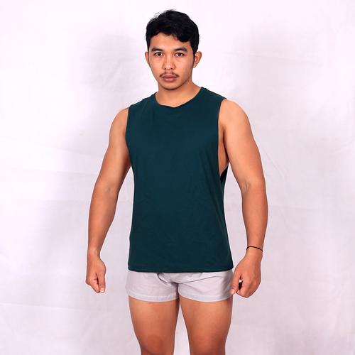 Jual Tanktop Pria Low Cut Baju Singlet Pantai Polos Premium/Muscle ...