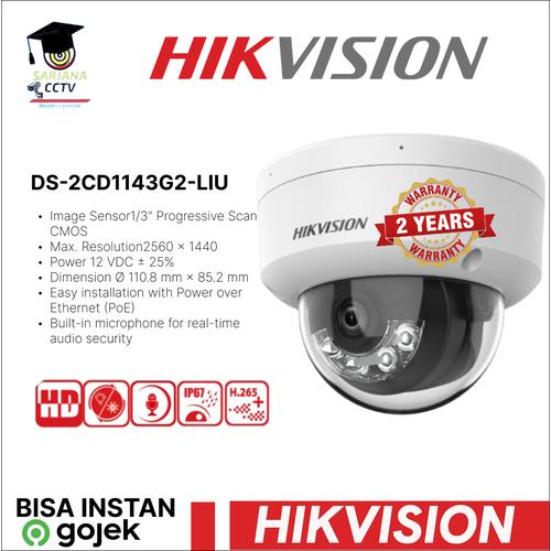 Jual DS-2CD1143G2-LIU-HIKVISION IP CAMERA INDOOR 4 MP Smart Hybrid Light Fixed Dome Network ...