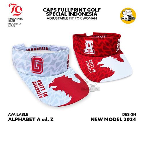 Jual Topi HUT RI / Topi Golf Indonesia huruf a-z full print Merah-Putih ...