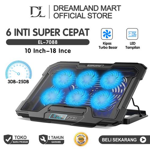 Promo Cooling Fan Stand Laptop Portable 6 Fans Adjustable Speed To LED ...