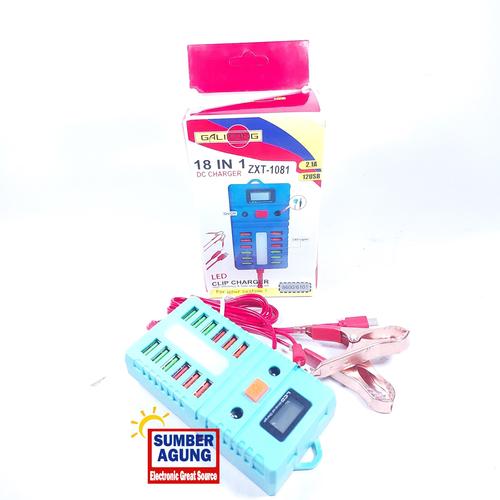 Jual ZXT1081 18in1 DC Charger 2.1A 12 Port USB Colokan LED Lights ...