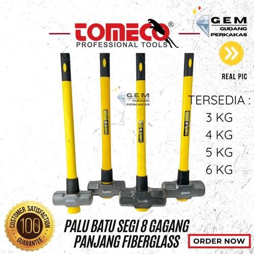 Jual Hammer Tomeco Palu Batu Segi 8 Gagang Panjang Fiberglass 3KG, 4KG ...