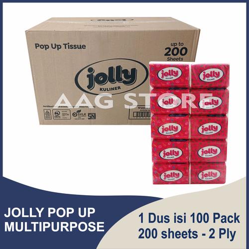 Jual ( 1 DUS ) Tissue Jolly Pop Up Multipurpose 200 Tisu Meja Kotak ...