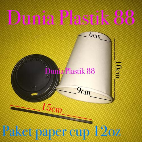 Jual @50Pc GELAS TUTUP SEDOTAN kertas foam PAPER CUP putih POLOS 12oz ...