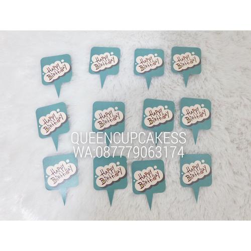Jual topper cupcake happy birthday kertas / hiasan cupcake kertas hbd ...