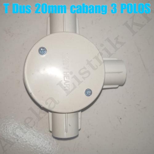 Jual Tdus 20mm cabang 3 T dus 20 mm 3way Tee dus Polos Putih Teedus Te ...