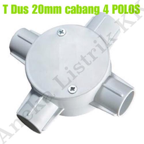 Jual Tdus 20mm cabang 4 T dus 20 mm 4way Tee dus Polos Putih Teedus Te ...