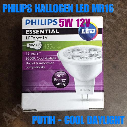 Jual Hallogen LED PHILIPS 5W 12V PUTIH MR 16 HALOGEN 5 W MR16 5Watt ...