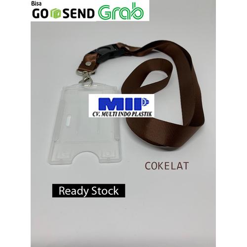 Jual Tali id card coklat/tali gantungan id card/casing nametag/lanyard ...