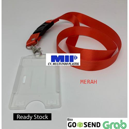 Jual Tali nametag merah/tali id card/tali gantungan id card/casing id ...