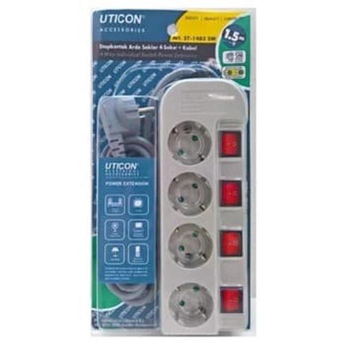 Jual Stop Kontak UTICON 4 Lubang+Kabel ST-1482 SW ORIGINAL - Kota ...