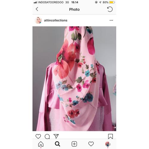 Jual Kerudung Hijab Motif Bunga Warna Pink, Kuning, Hitam, Abu, Biru ...