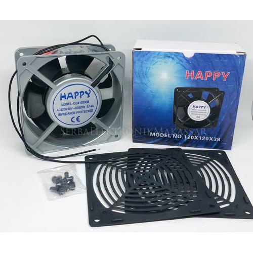 Jual Kipas Panel Fan AC 220volt 12cm Happy (Silver) + Penutup/Grill ...