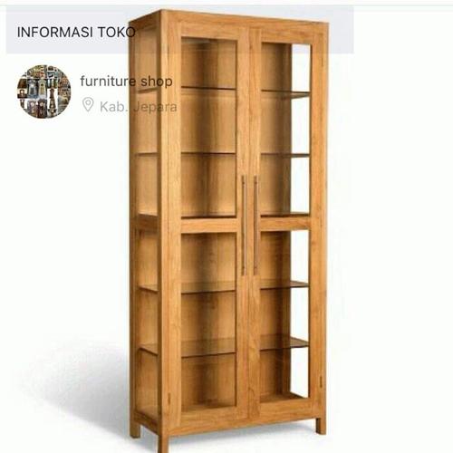Jual lemari rak kaca kayu jati - Kab. Jepara - indojatizen | Tokopedia
