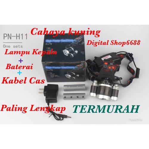 Jual Lampu Kepala Cahaya Kuning ZOOM PAKET Headlamp Cree XMLT6 5000 ...
