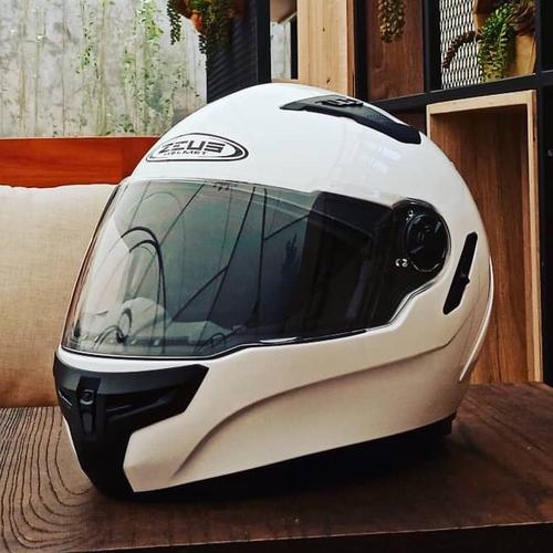 Jual Paket 2in1 with dark visor Zeus 813 white putih zs813 Helm full ...