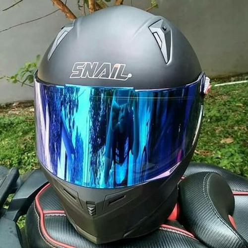 Jual helm fullface SNAIL XXL big size iridium FLAT VISOR matt black ...