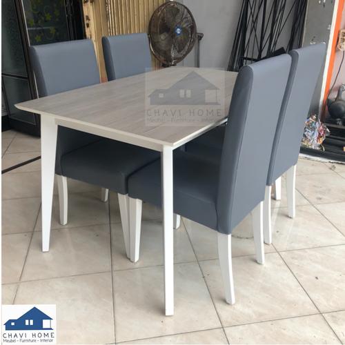 Jual set meja makan minimalis putih dengan 4 kursi kayu mdf denga kaca ...