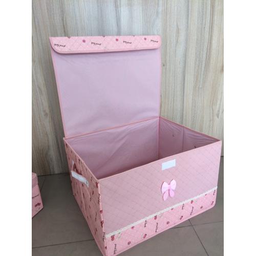 Jual storage penyimpanan box sebaguna bahan kain dan palstik warna pink ...