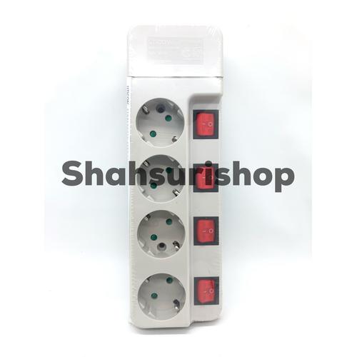 Jual STOP KONTAK 4 LUBANG SAKLAR MASING-MASING + PENGAMAN UTICON ST ...