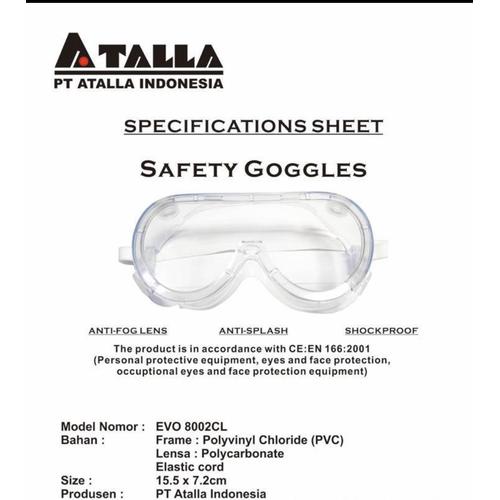 Jual Kaca Mata Medis APD Safety Goggles APD Anti Virus Anti Fog - EVO ...