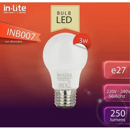 Jual Inlite Led Bulb 3watt putih / kuning warmwhite - 3000k(warmwhite ...