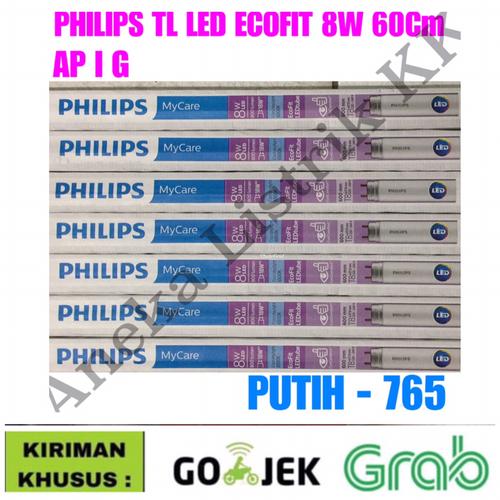 Jual PHILIPS LED TUBE ECOFIT 8W 600mm 765 T8 TL LED 8 W Watt 60cm PUTIH ...