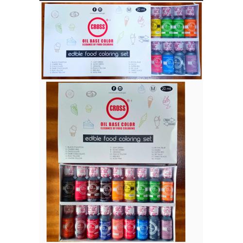 Jual CROSS Food Coloring Set (18 warna 20ml) Pewarna Makanan Oil Based ...