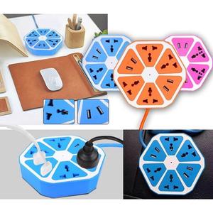 Jual Stop Kontak Colokan Adaptor USB Hexagon Socket + 4 USB Colokan ...