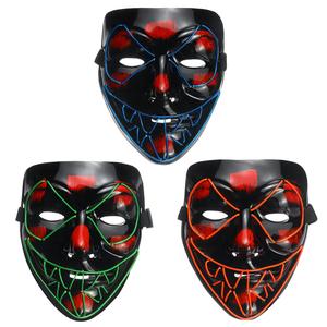 Jual Skeleton Mask EL Wire Light Up Skull Mask for Halloween Costume ...