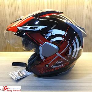 Jual Helm Half Face Dewasa Double Visor Anti Pecah SNI Warrior Red ...