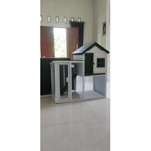 Jual custom rumah kelinci atap segitiga kandang hewan cantik kayu cat ...
