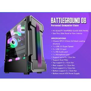 Jual Casing Simbadda BattleGround 08 ATX mATX Tempered Glass Gaming ...