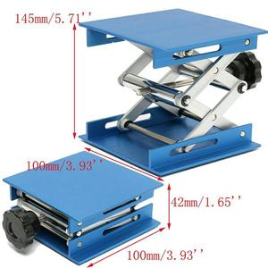 Jual lab jack lift lifting lab stand table 4 inch alumunium blue Ready ...