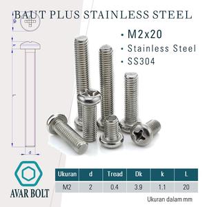 Jual Baut Plus M2x20 Pan Head Screw Bolt Baut JP Stainless steel 304 ...