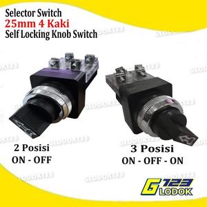 Jual Selector Switch 25mm 2 3 posisi 1 2 NO NC 2 4 Kaki On Off On ...