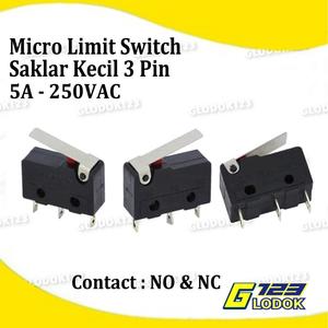 Jual Micro Limit Switch Saklar Kecil Mini On Off NO NC 3 Pin Gagang 5A 250V - ZW11-B, Packing ...