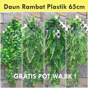 Jual Tanaman Hias Gantung Plastik Daun Rumbai Plus Plus Free Pot ...