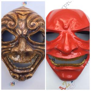 Jual Samurai Face Oni Japan Demon Setan Halloween Mask Topeng Kayu ...