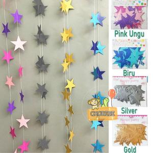 Jual SALE Hiasan Dekorasi Kertas Gantung / Paper Garland Star / 2D ...